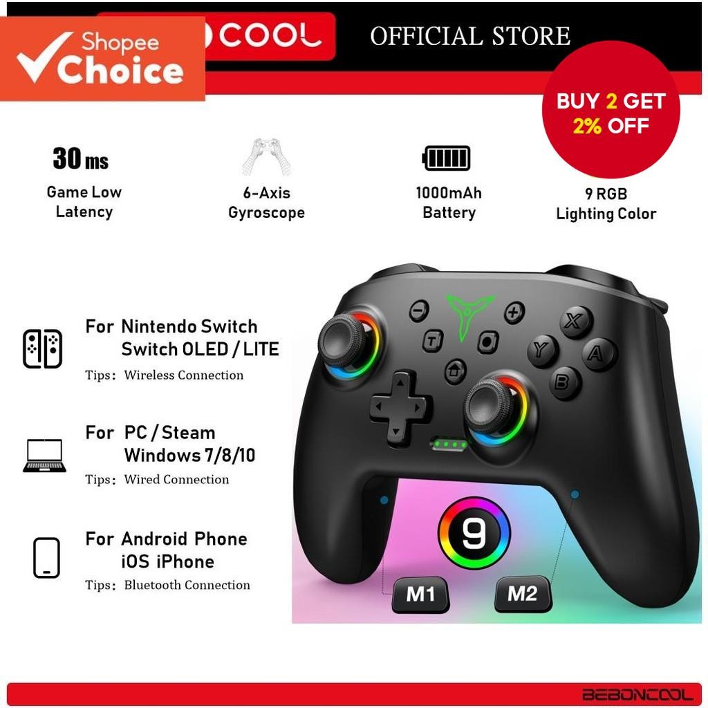 BEBONCOOL Wireless Bluetooth RGB Gamepad Controller for Nintendo Switch OLED/Switch Lite/PC ...