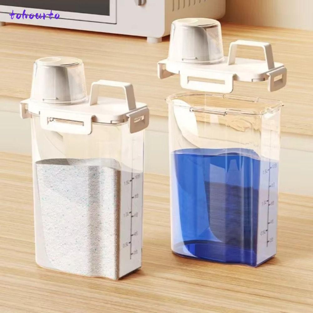 TOHOURTO Laundry Powder Storage Box, with Measuring Cup Multipurpose ...