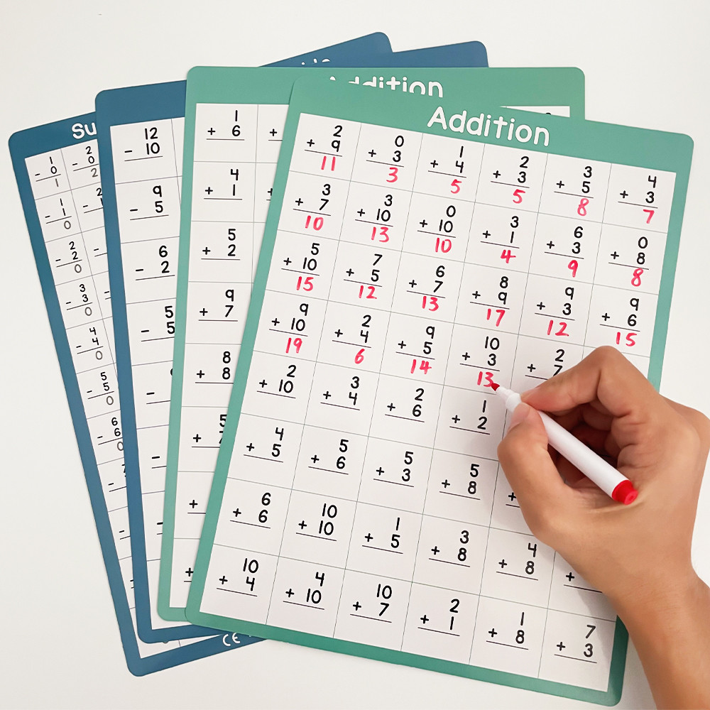 Kids Math Practice Workbook, Addition and Subtraction Dry-Erase ...