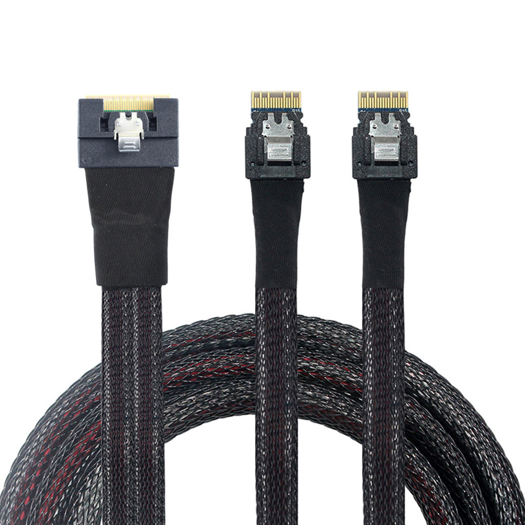 JMT Slimline SAS SFF-8654 8I To 2X SFF-8654 4I Server Data Cable 50CM ...