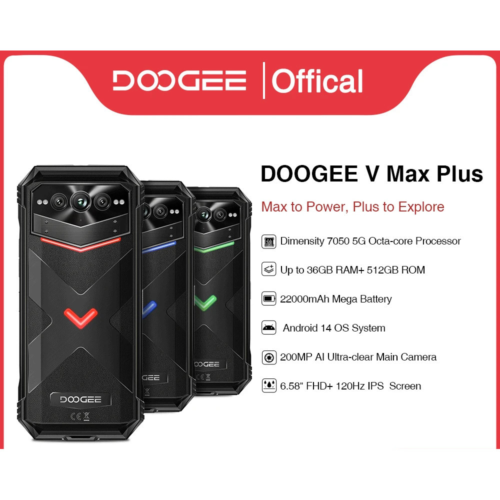 World Premiere DOOGEE V Max Plus Rugged Phone 22000mAh 36GB(16+20 ...