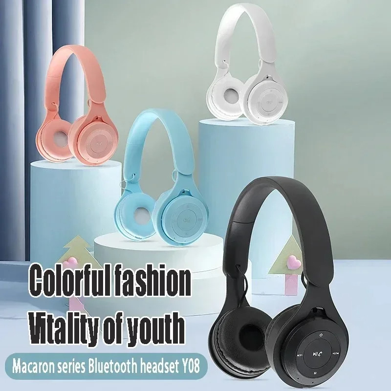 Macaron Y08 Wireless Bluetooth Headset Foldable HiFi Stereo Over Ear ...