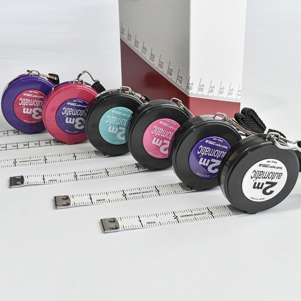 German tape measure, 2m long, 3m long, 15mm wide with 2-sided INCH and ...