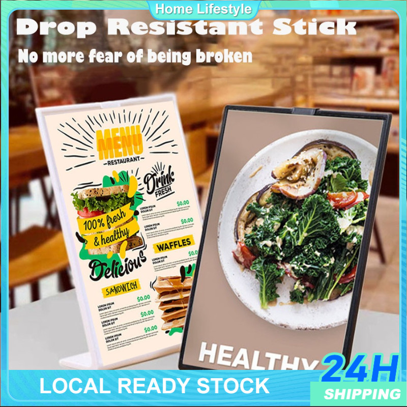 A4 Shop Menu Holder Restaurant Desktop Stand L- Shape Display Billboard ...