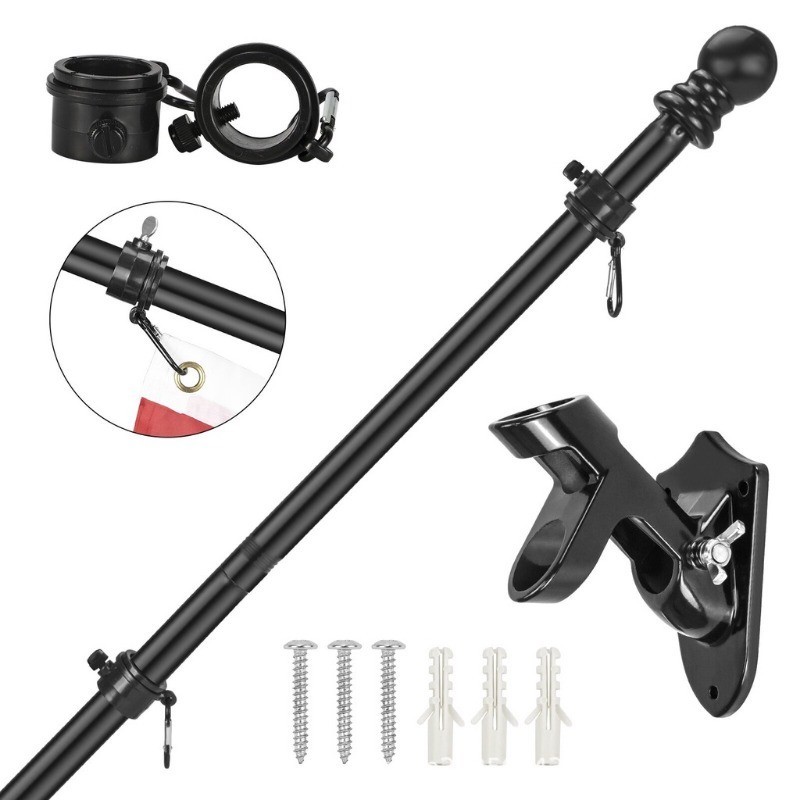 1.8Meter Adjustable Flag Pole with Flag Pole Holder Kit Wall Mount Flag ...
