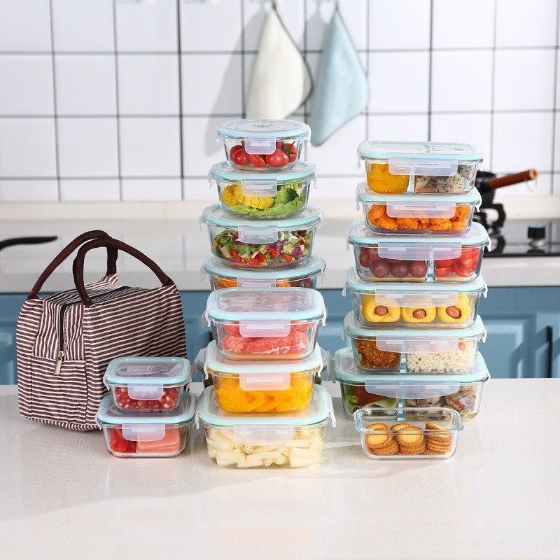 Transparent Glass Lunch Box with Lid Heat-resistant Microwave Lunch Box ...