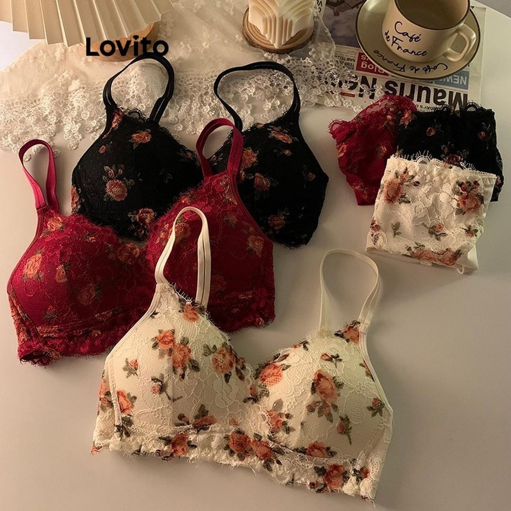 Lovito Women Casual Ditsy Floral Wrap Bralette LNA68075 | Shopee ...