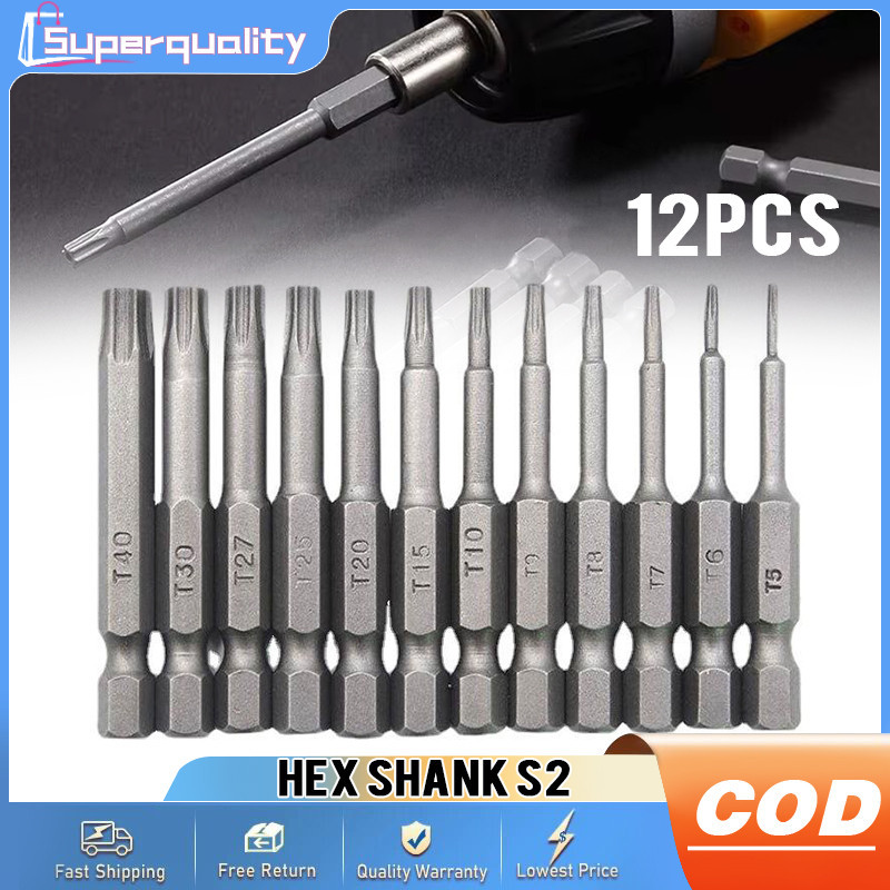 12pcs Hex Shank S2 Magnetic Precision Hollow Batch Head 50mm Plum ...