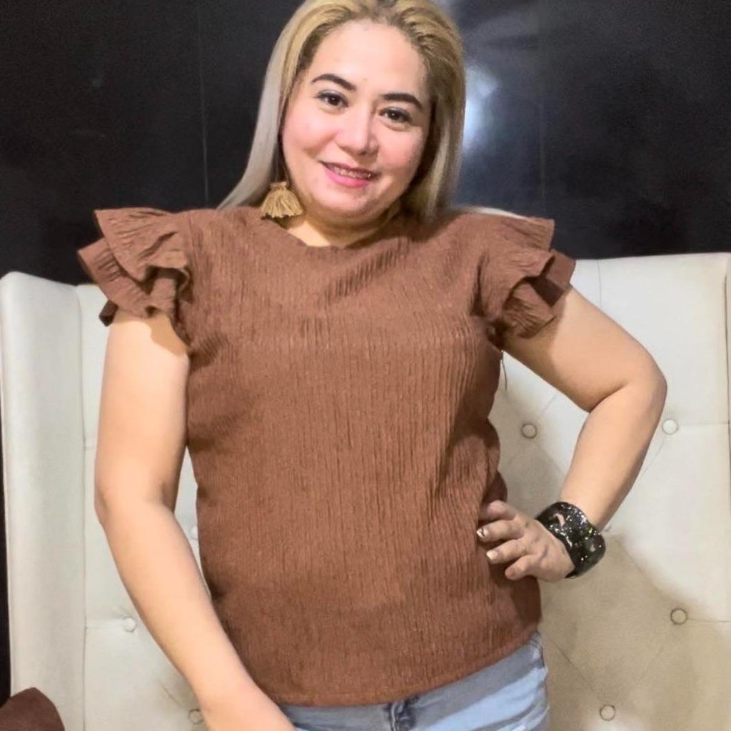 FEG Clothing Bark Crepe Blouse1 - Round Neck Ruffles | Shopee Philippines