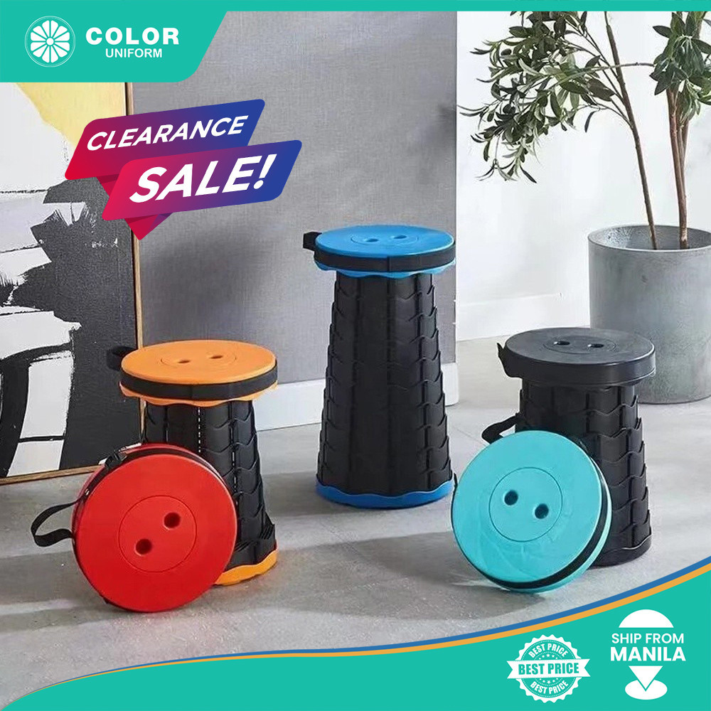 CLEARANCE SALE Folding Stool Adjustable Plastic Collapsible Telescoping ...