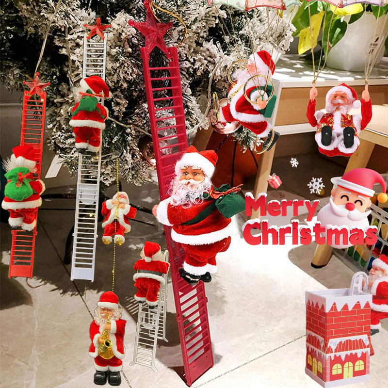 Christmas Santa Claus Decorations Electric Climbing Ladder Santa Claus ...