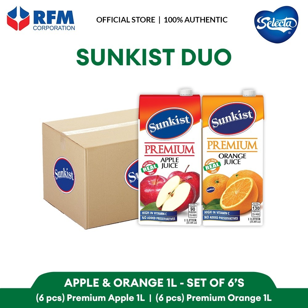 Sunkist Duo - Preimum Apple & Orange Juice 1L (Set of 6s) | Shopee ...