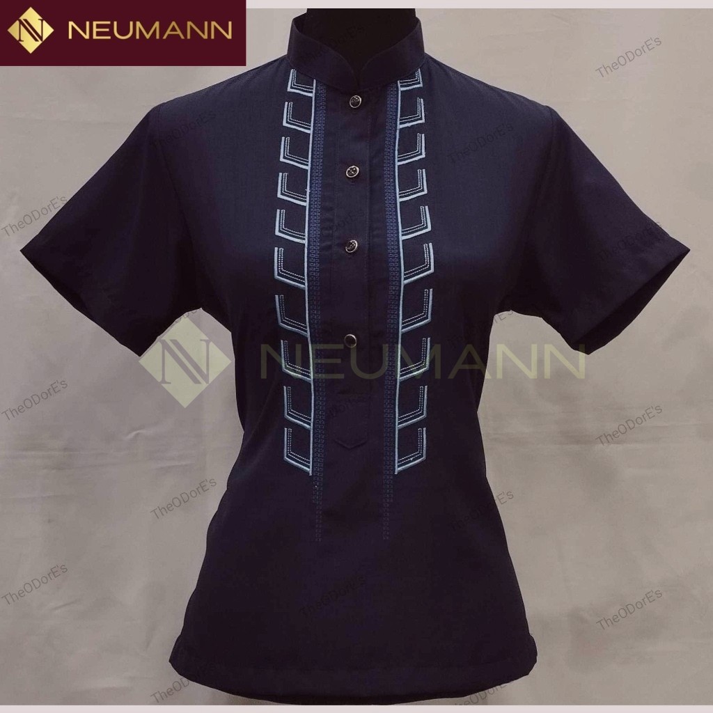 NEUMANN LADIES OFFICE BARONG (C#72) Midnight Blue CHINESE COLLAR ...