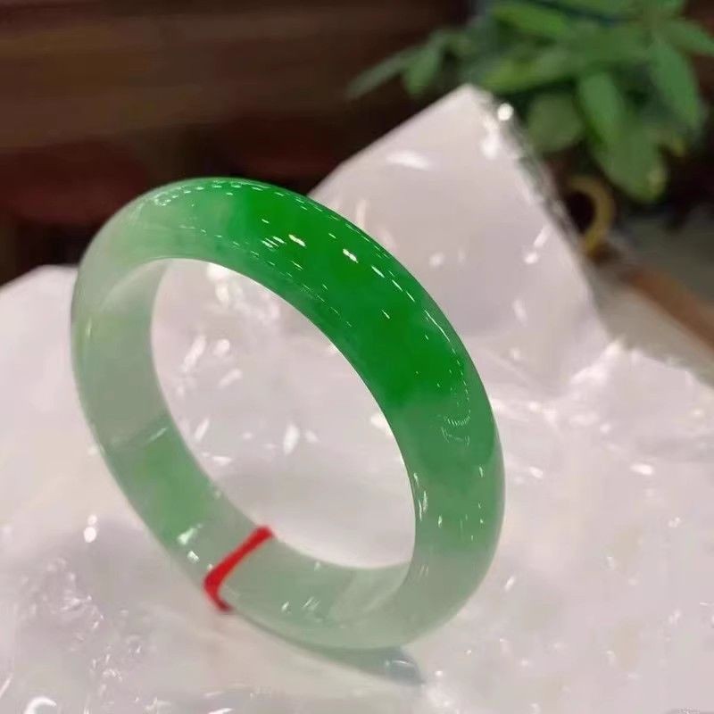 Jade Bracelet Burmese Ice Waxy Species Floating Flowers Sun Green Half ...