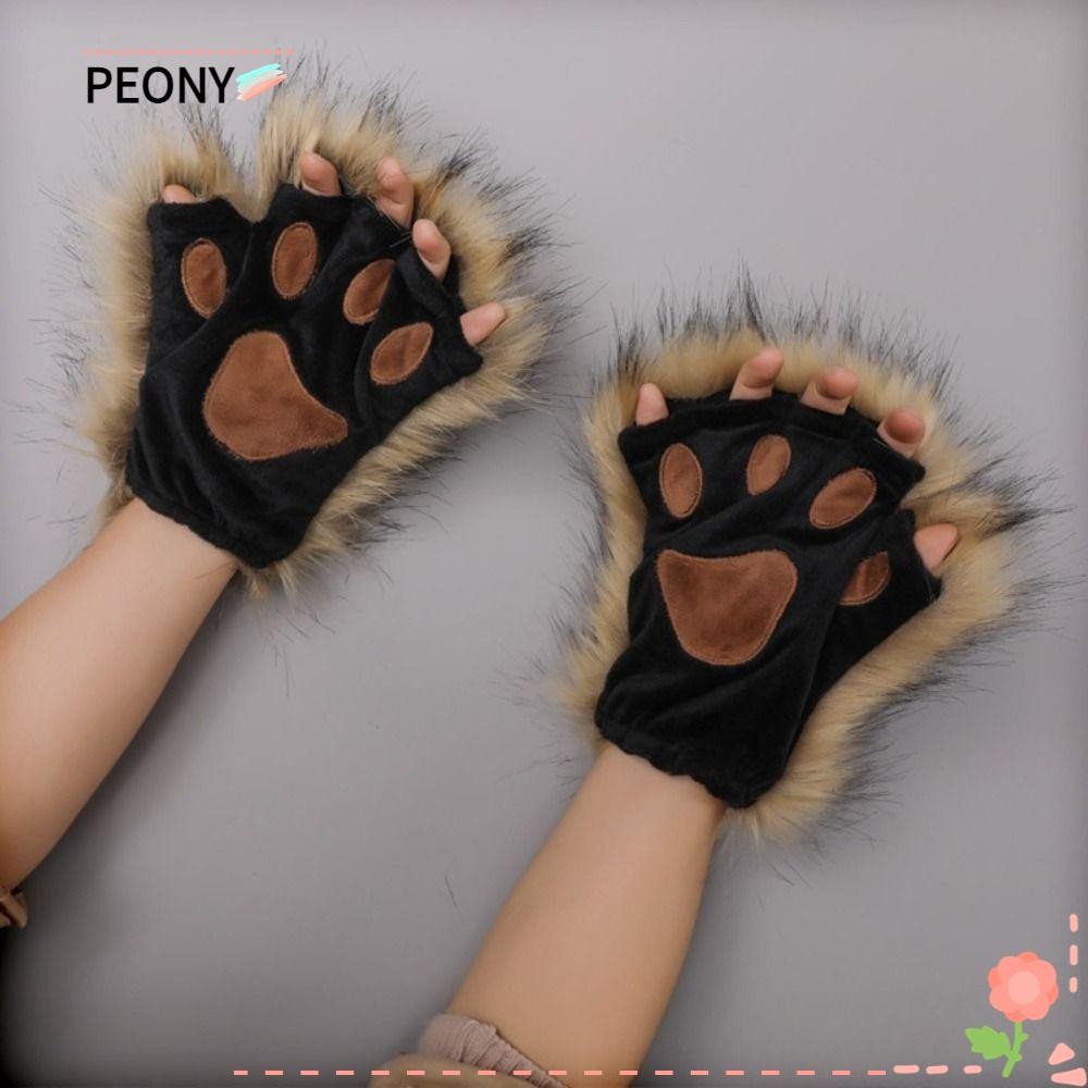 PEONY Fingerless Gloves, Wolf Paws Lolita Foxes Claws Mittens, Gothic ...