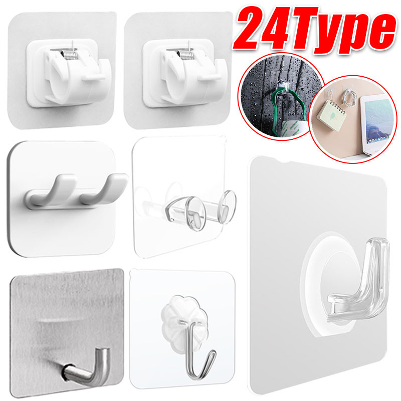 Multipurpose Wall Mounted Hook Stickers / Nail Free No Trace Waterproof ...