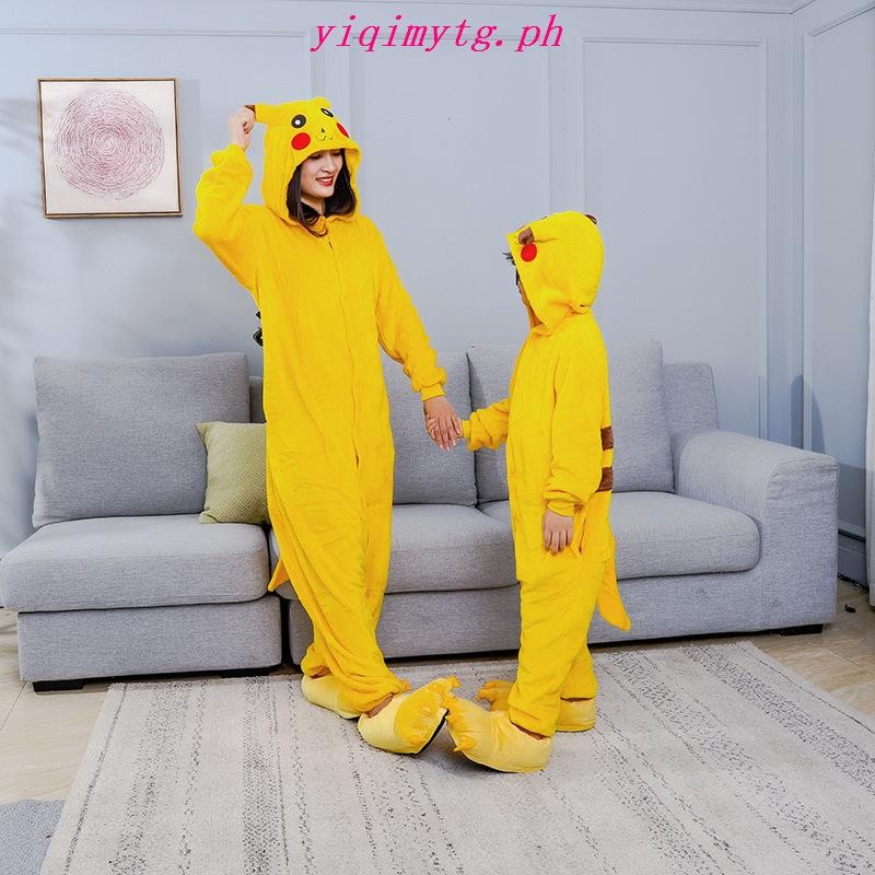 Kigurumi Pikachu Panda Stitch Giraffe Cartoon Animal Cosplay Costume Flannel Pajamas Onesies ...
