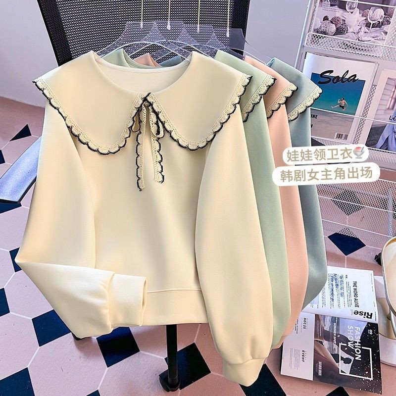 College style lace doll collar blouse oversize high quality shirt ...