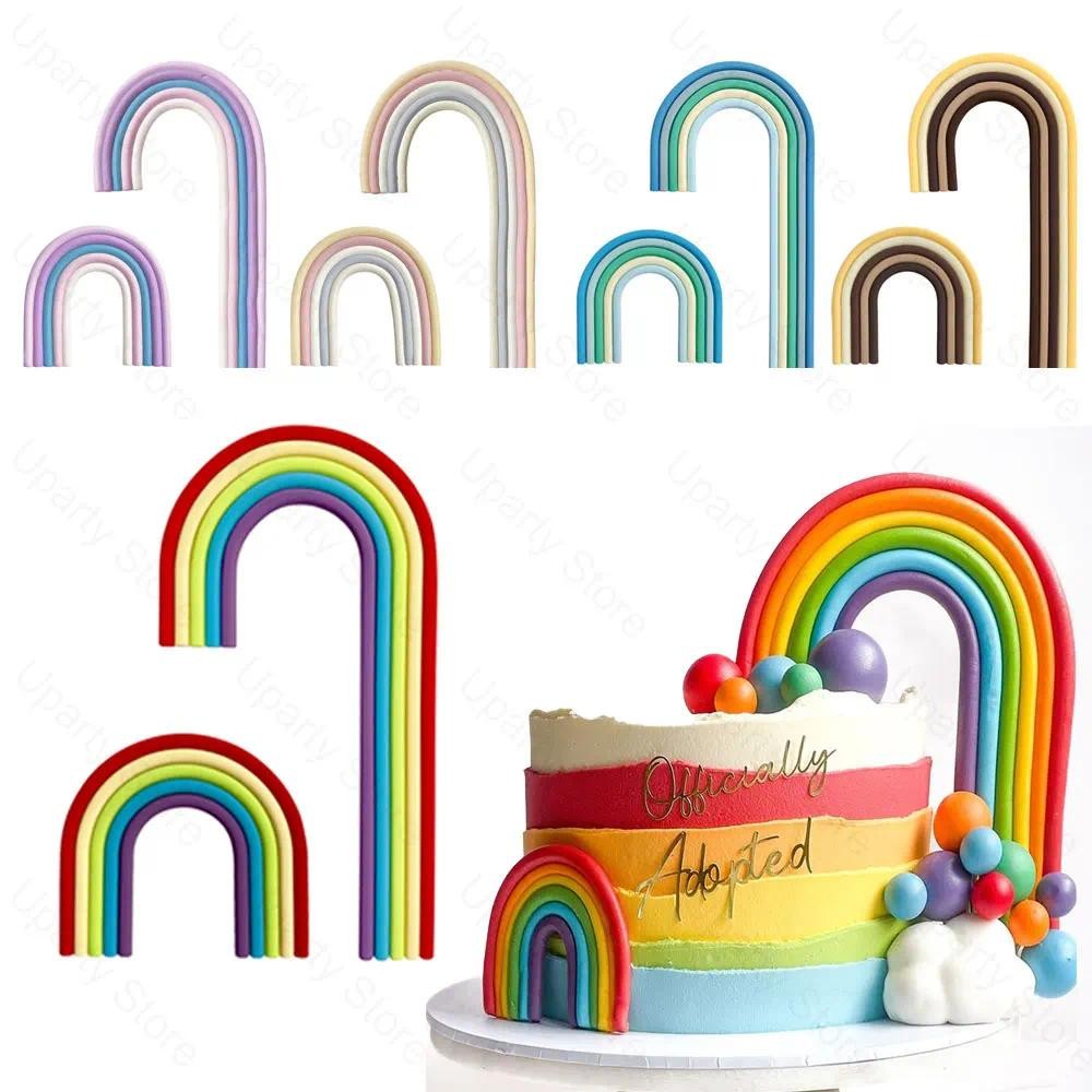 2 Packs Rainbow Cake Toppers Soft Rubber Pastel Purple Blue Boho Skin ...