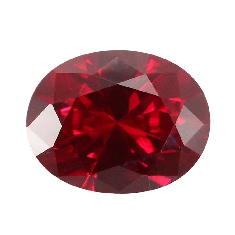 Egg-shaped 8# red corundum pigeon red rough stone ring surface bare ...