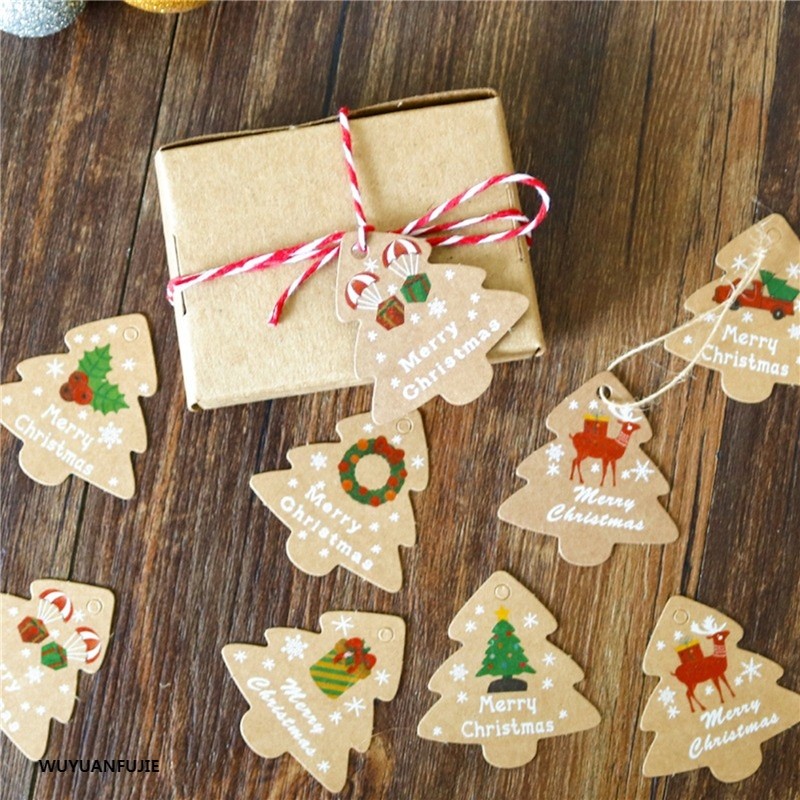 (WYPH) Kraft Paper Tags Santa Claus Christmas Tree Gift Tags Xmas Party ...