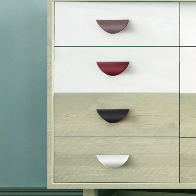 Nordic simple Cabinet door handle drawer handle non-perforated wardrobe ...