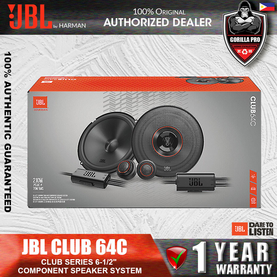JBL Club 64C 6.5" Component Speaker System | Plus One™ Woofer, 3/4" Silk Dome Tweeter, 70W RMS ...