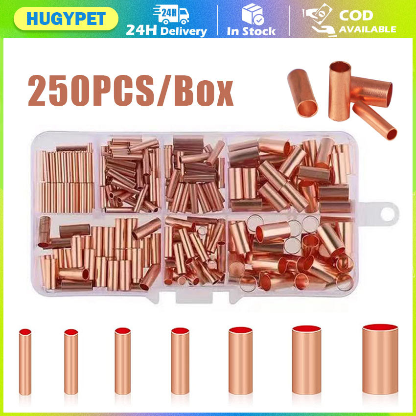 250Pcs Wire Ferrules Kits Copper Crimp Connector Non Insulated ...