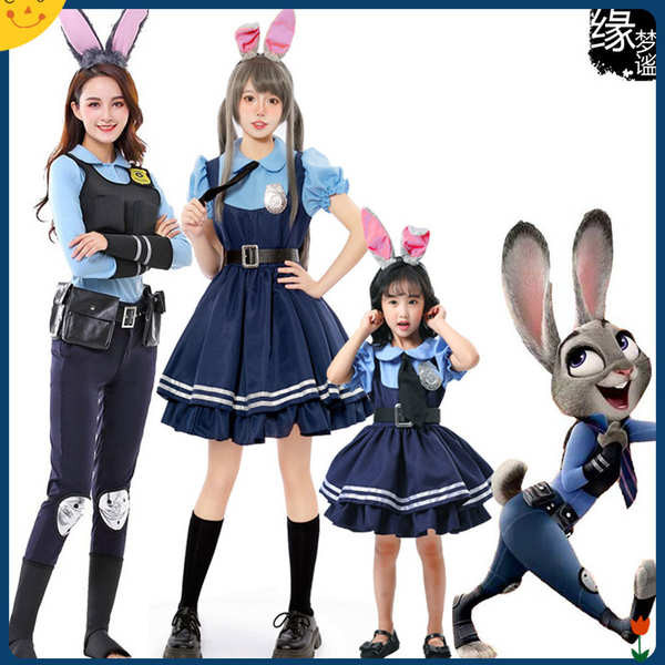 Zootopia Disney Judy Bunny Officer Clothes Halloween Cos Adult Cosplay ...