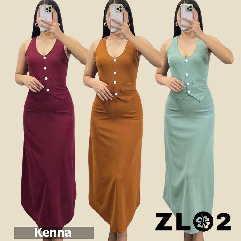 ZLO2 Vest Pocket Top and Long Skirt Terno Coordinates Set Crepe ...