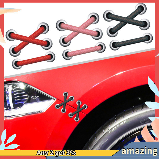 [AMA] Car Decal Car Sticker Removable Parallel Cross Shoelaces Sticker ...