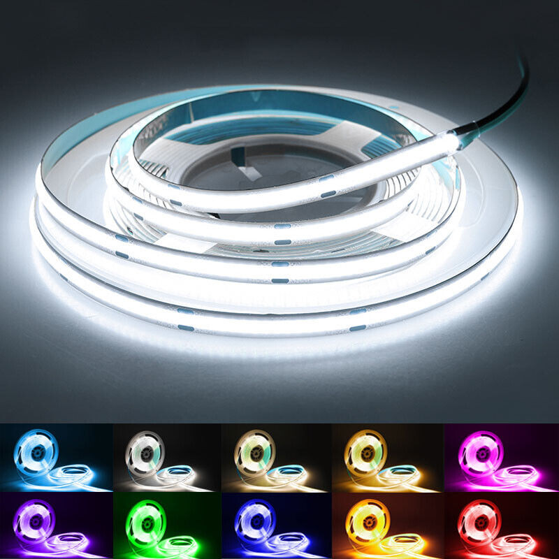 5/10M DC 24V 12VCOB LED Strip 8MM High Density Flexible 3000K 4000K ...