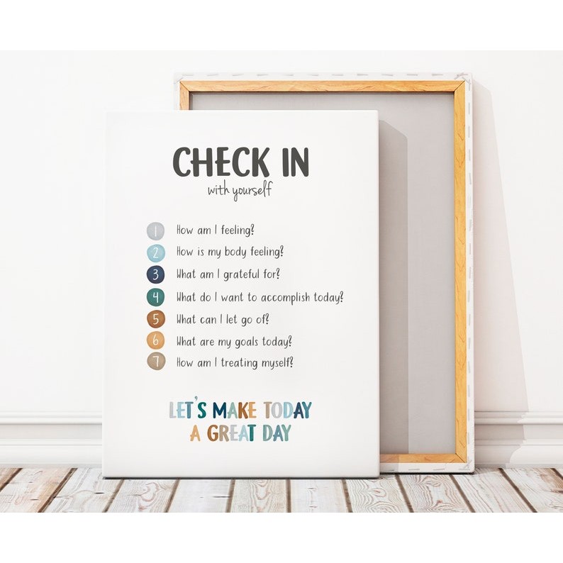Daily Check-in Poster School Counselor Self-care Therapy Office Decor ...