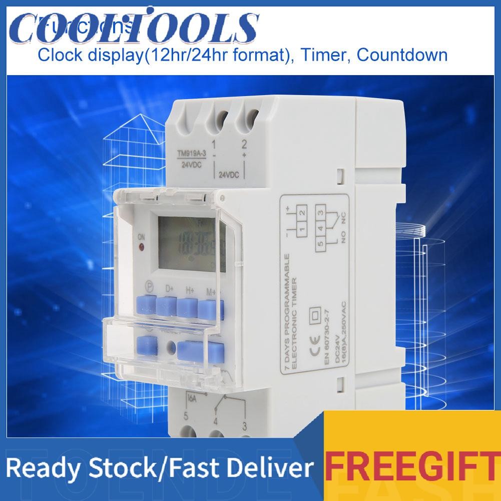 Cooltools TM919A-3 24V DC 16A LCD 7 Days Programmable Digital Timer Switches | Shopee Philippines