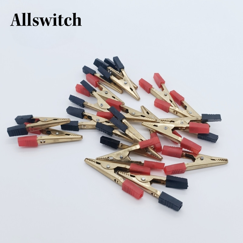 10Pcs Copper Crocodile Clip 32mm 40mm 50mm Plastic Handle Test Probe ...