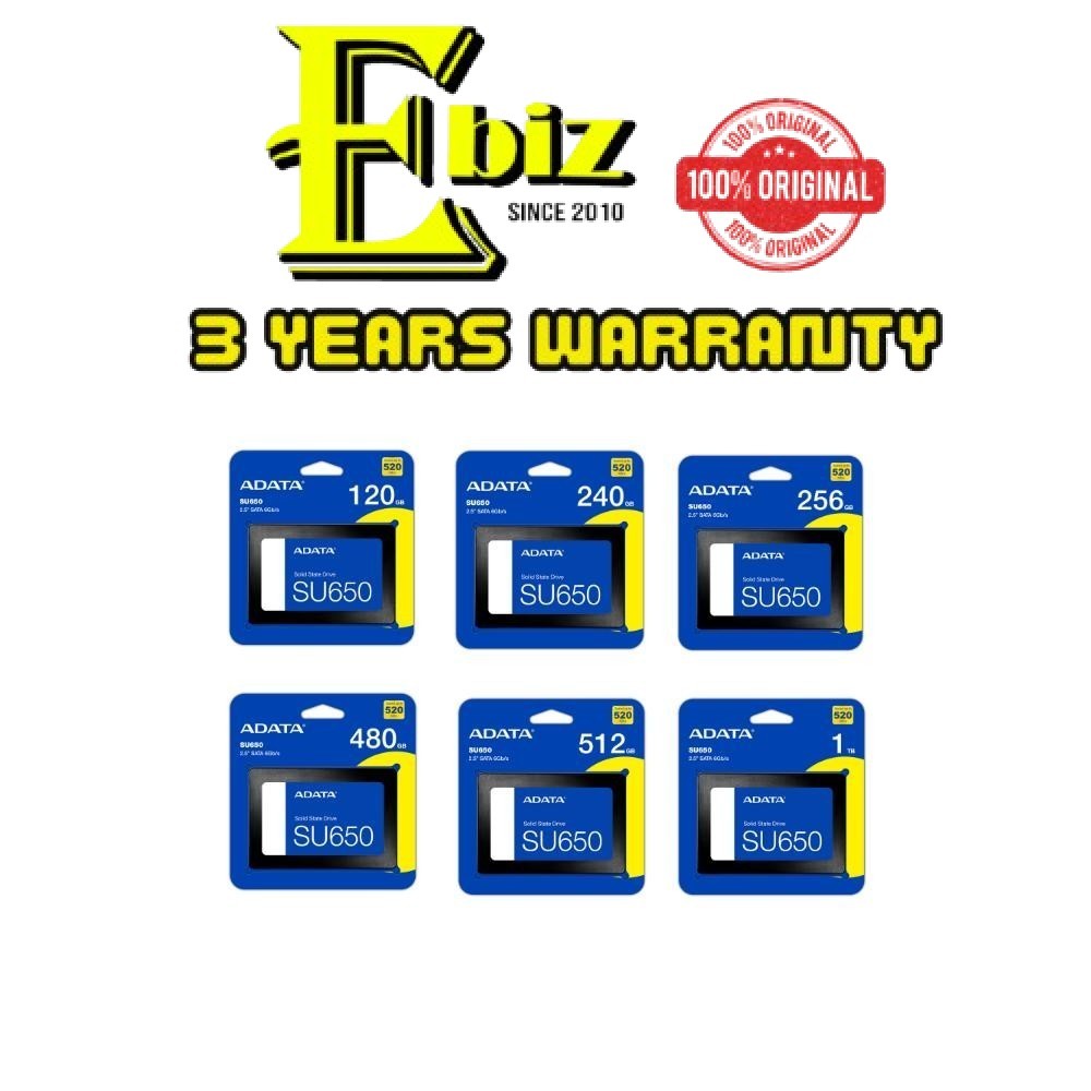 ADATA SU650 SSD 120GB/240GB/256GB/480GB/512GB/960GB/1TB SOLID STATE ...