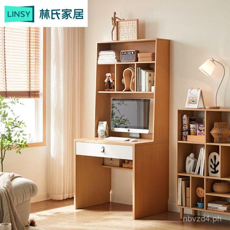 Lin's Home Furniture Wood Bookshelf Desk Integrated Bookcase Computer ...