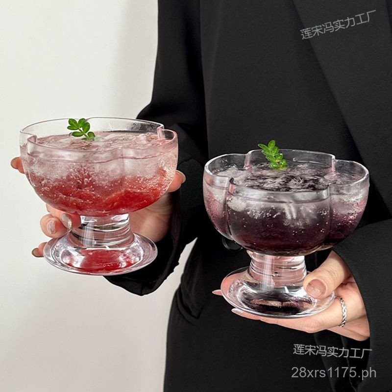 Flower Tall Ice Cream Lace Yogurt Cup ins Wind Glass Dessert Cup Jam ...