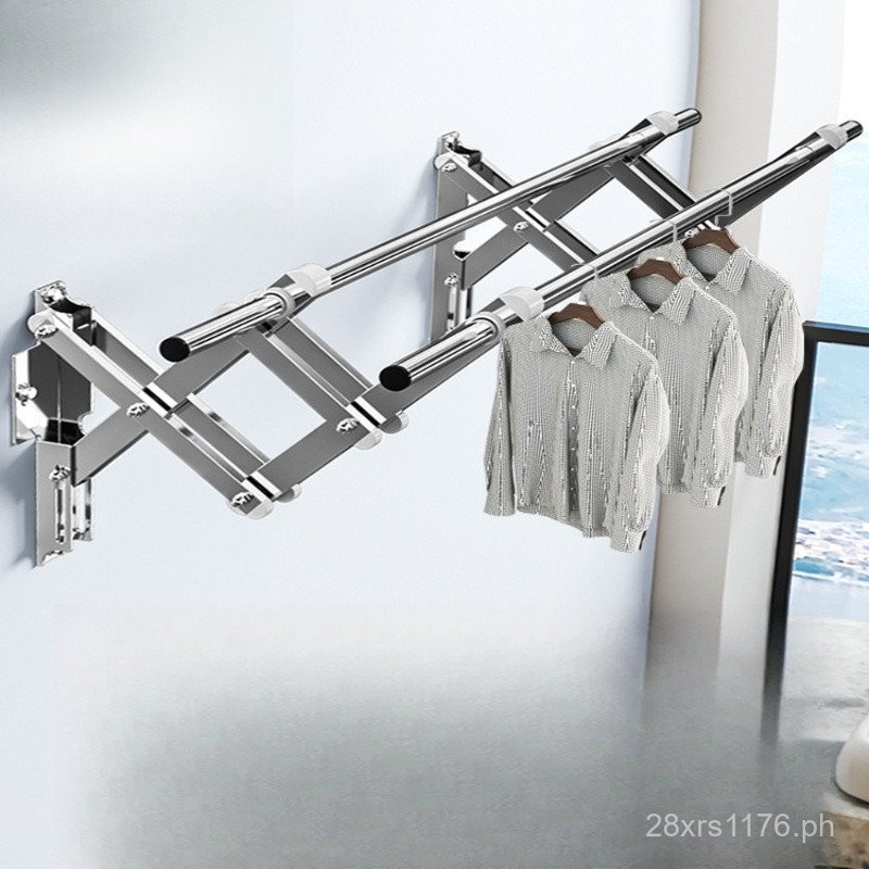 Push-Pull Folding Clothes Drying Rod Hanger Outdoor Clothes Rack ...