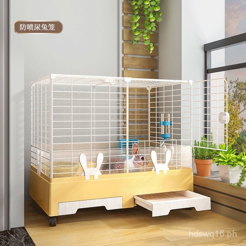 Rabbit Cage with Urine Guard and Divider Drawer, Extra Large Pet Villa ...