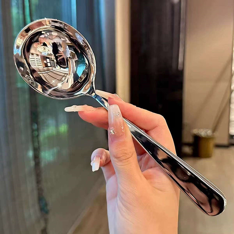 【HGPH】 Stainless Steel Round Spoon Net Red Golden Dinner Long Handle ...