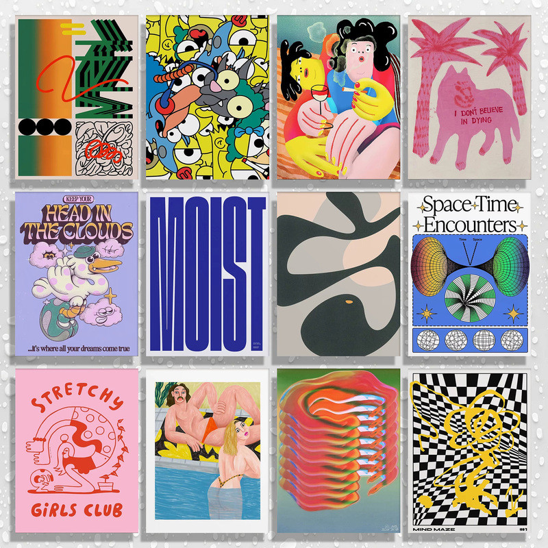 Vintage Abstract Classic Posters Retro Mind Maze Print Mid Century Wall ...