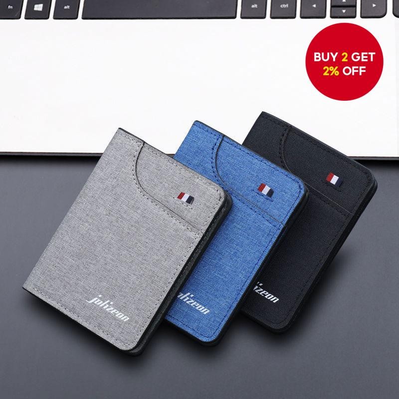 Slim Canvas Wallet for Men - Minimalist Vertical Design for IDs, Cards ...