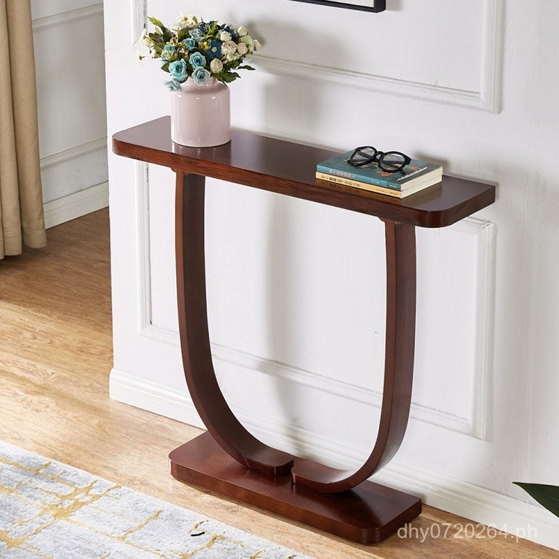 Long Solid Wood Side Table for Hallway Against Wall Altar Table7W ...