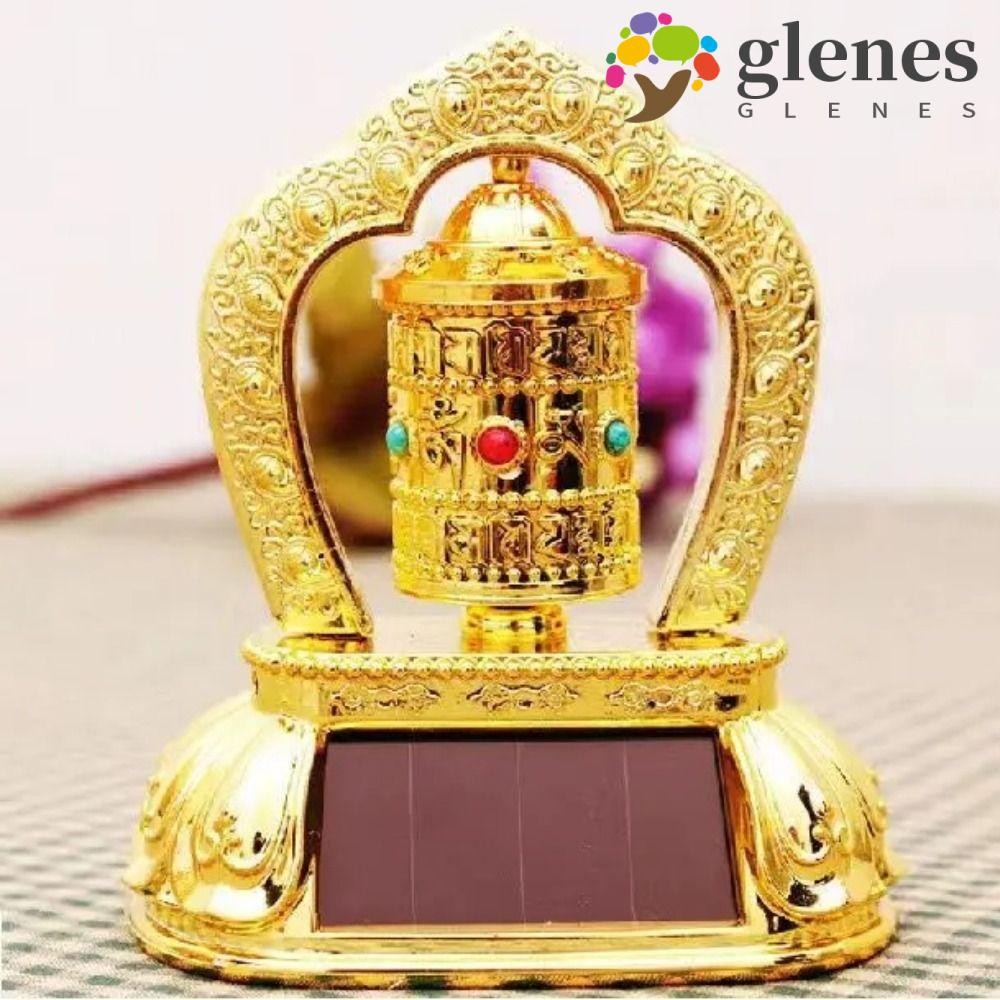 GLENES Solar Tibet Prayer Wheel, Solar Energy Safety Symbol Car Prayer ...