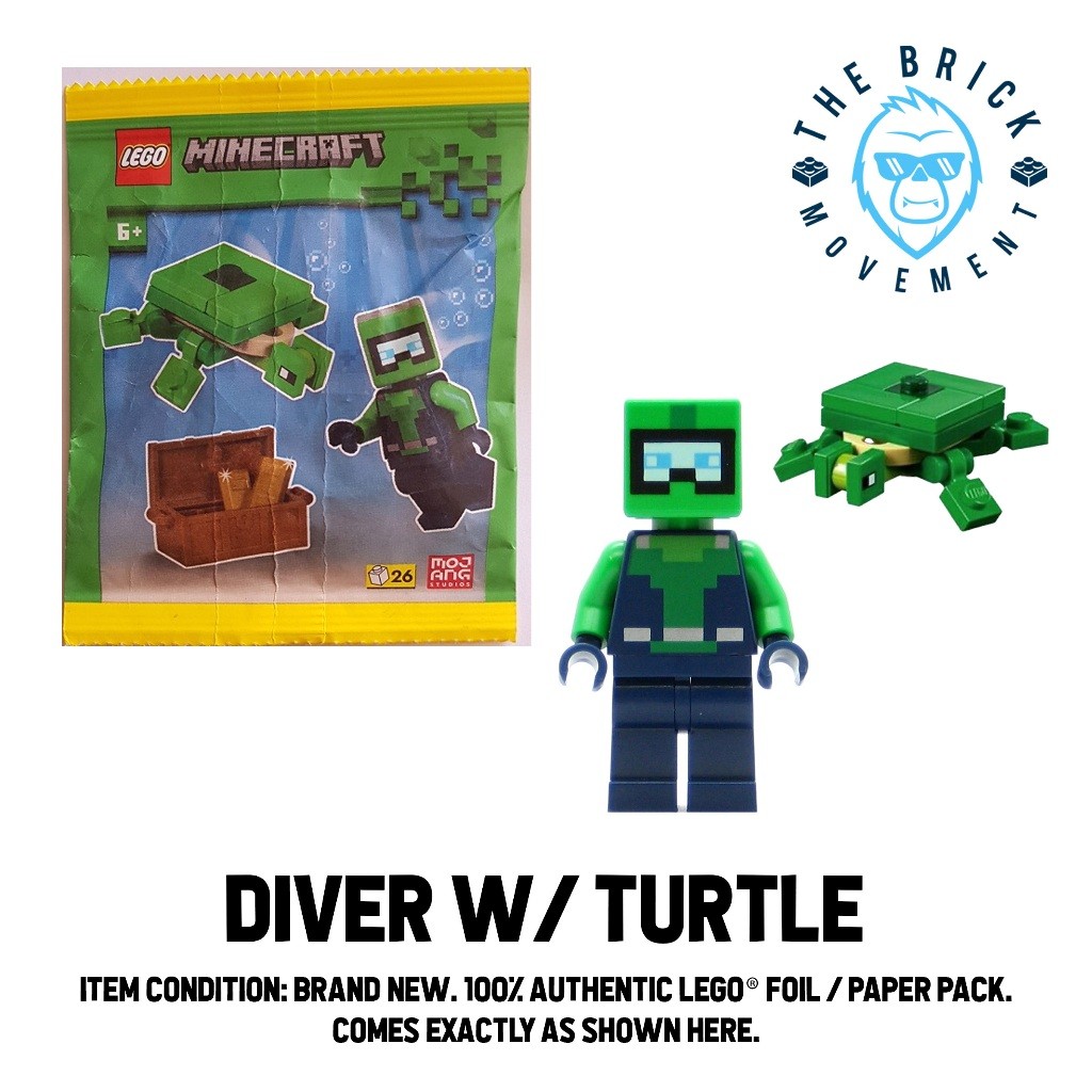 MINECRAFT Diver w/ Treasure Chest & Turtle Foil / Paper Pack | Shopee ...