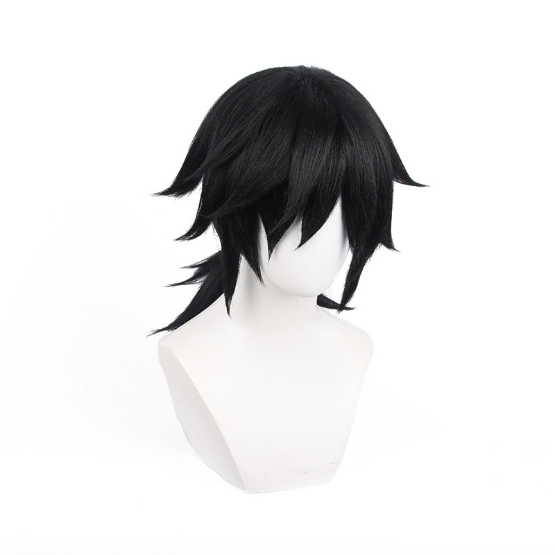 ThickRich Anime Demon Slayer Tomioka Giyuu Cosplay Wig 60cm Black ...