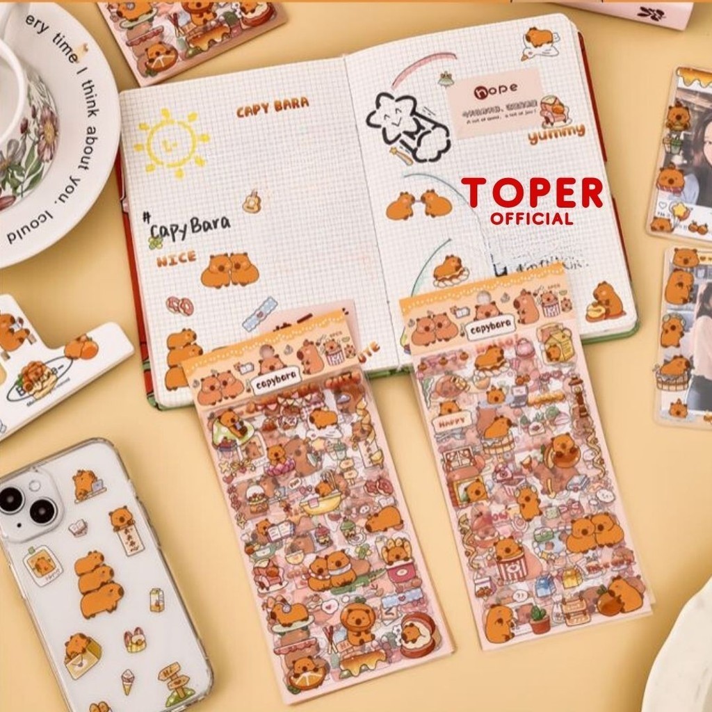 TOPER Cute Capybara Stickers Contains 6 Sheets Cute Capybara Motif ...