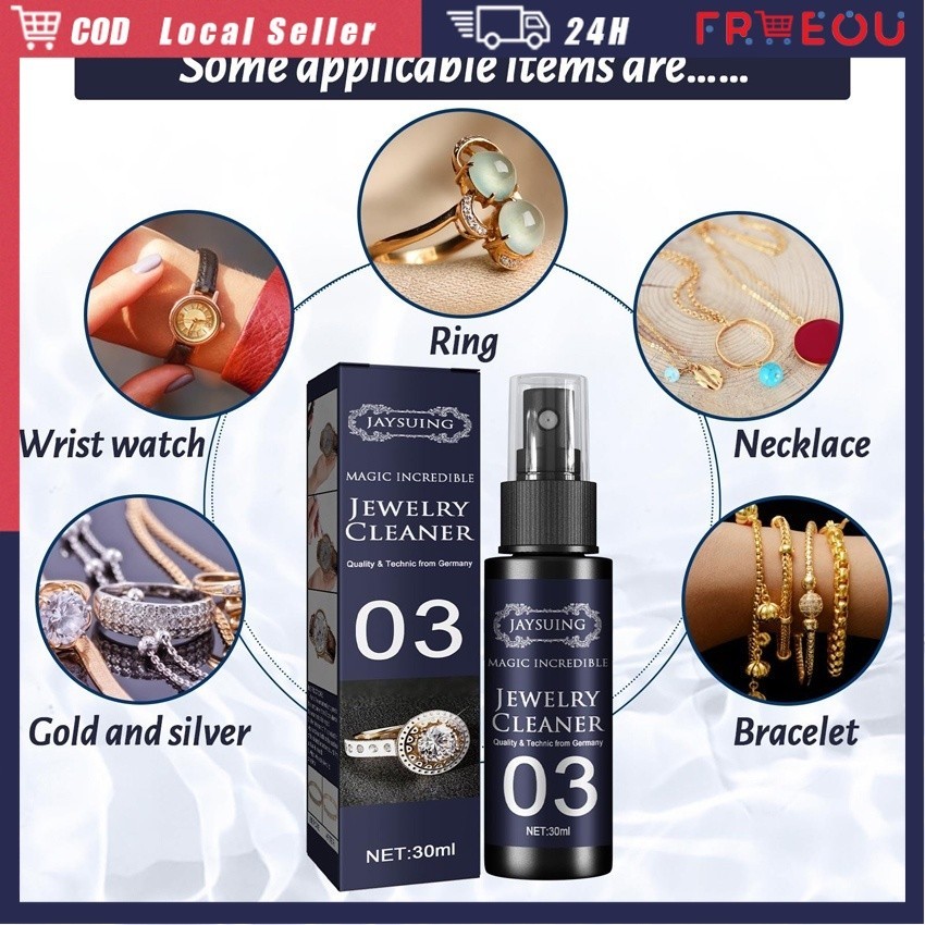 Anti-Tarnish Jewelry Cleaner, 30ML Gold Silver Cleaner Spray for Rings ...