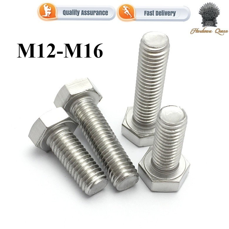 [1QG] 304 Stainless Steel External Hexagon Screw Extended Half Thread Full Thread Bolt ...